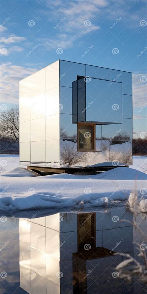 Unique Tiny Home Cube Brutalist Architecture With Parametric Design Stock Illustration