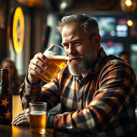 Lets Celebrate Enjoying Glass Of Beer At Pub Anticipating Fresh Cold