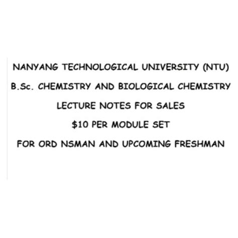 UNIVERSITY LECTURE NOTE NTU CHEMISTRY AND BIOLOGICAL CHEMISTRY