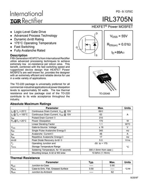 Original Mosfet L3705n L3705 3705 55v 75a To 220 New Pdf
