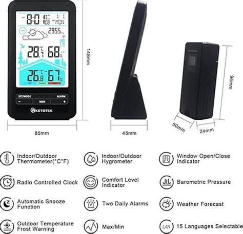 KETOTEK Weerstationradio Met Buitensensor DCF Radioklok Draadloze