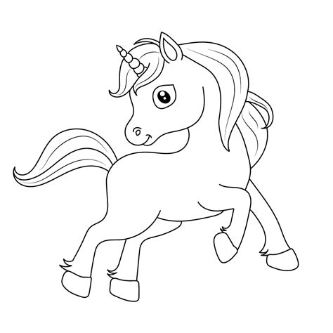 Unicorn kids раскраски вектор пустой дизайн для печати для детей ...