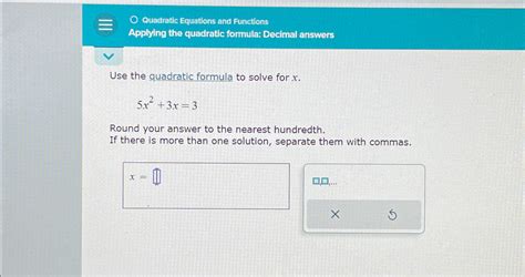 Solved Quadratic Equations And Functionsapplying The