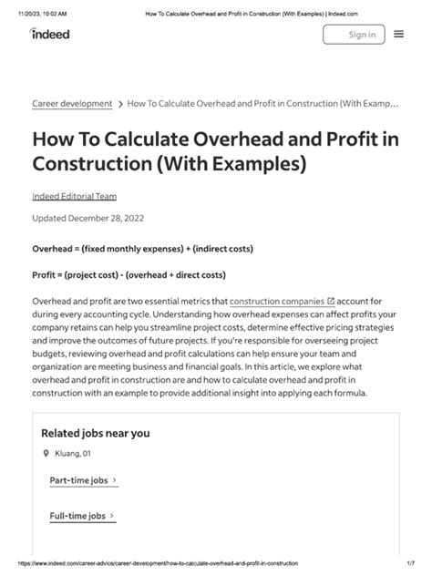 Calculation Of Overhead And Profit Cost Pdf
