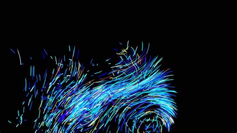 Abstract Colorful Gentle Flow Of Bended Narrow Lines Over The Black Background Animation