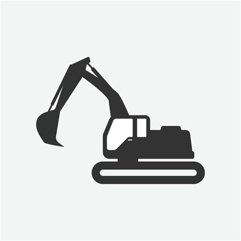 Excavator Heavy Equipment Icon Isolated Flat Design Vector Illustration