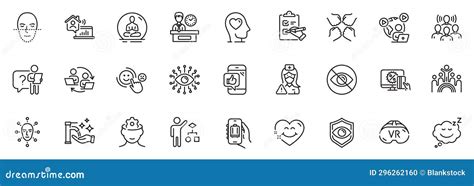 Icons Pack As Eye Detect Vr And Search Employee Line Icons For Web App Vector Stock