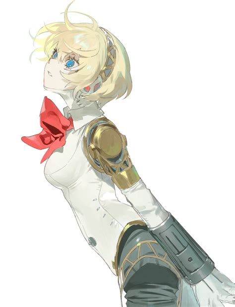 Safebooru 1girl Aigis Persona Android Blonde Hair Blue Eyes Bow