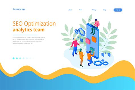 Konsep Desain Halaman Digital Tim Isometrik Seo Dan Analitik Ilustrasi
