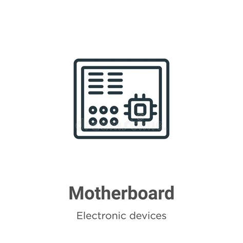 Motherboard Outline Vector Icon Thin Line Black Motherboard Icon Flat Vector Simple Element