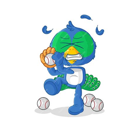 Premium Vector Peacock Baseball Pitcher Cartoon Cartoon Mascot Vector