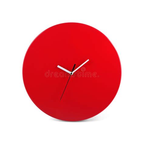Reloj De Pared Redondo Simple Rojo Reloj Aislado En El Fondo Blanco