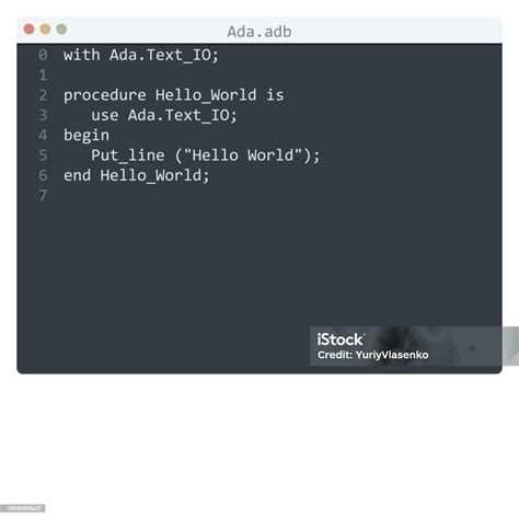 Contoh Program Ada Language Hello World Dalam Ilustrasi Jendela Editor