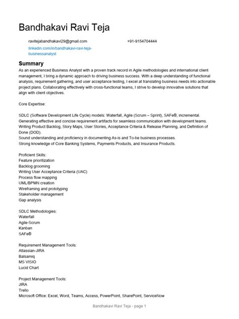 bandhakavi ravi teja businessanalyst pdf software development