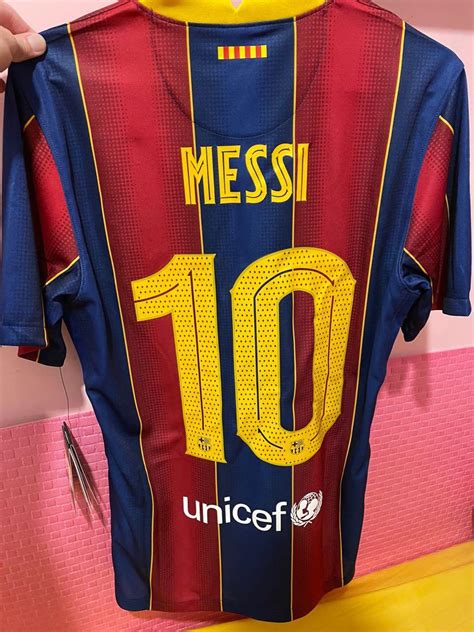 巴塞隆拿球衣 2021 主場波衫 印10 Messi S Size 歐聯字款 男裝 運動服裝 Carousell