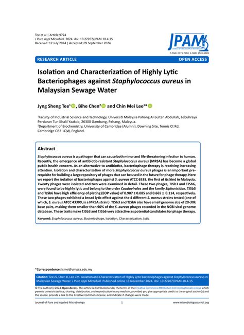 Pdf Isolation And Characterization Of Highly Lytic Bacteriophages Against Staphylococcus