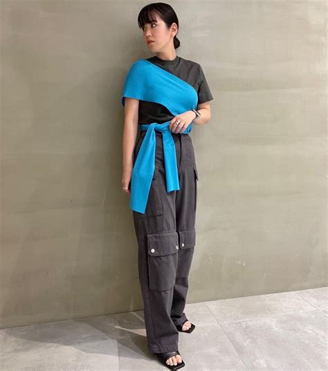 ル シェル ブルー LE CIEL BLEU Wide Cargo Pants Charcoal RESTIR リステア