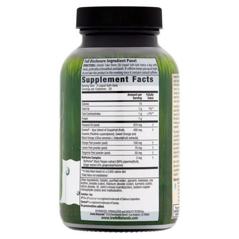 Irwin Naturals Stored Fat Belly Burner Liquid Soft Gels 60 Count