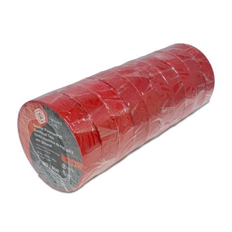 10 Pack Of Pvc Electrical Tape 34 X 60ft Red Ferrules Direct
