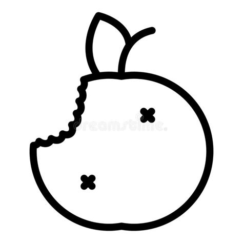 Vector De Contorno De Icono De Manzana De Peligro Mordido Bacterias De