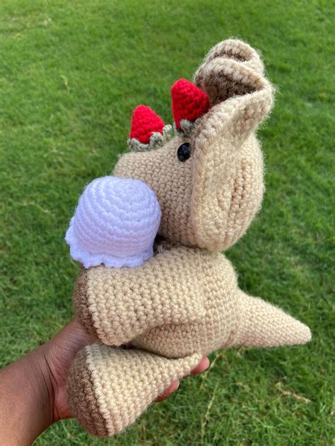 Crochet Strawberry Triceratops With Ice Cream Etsy