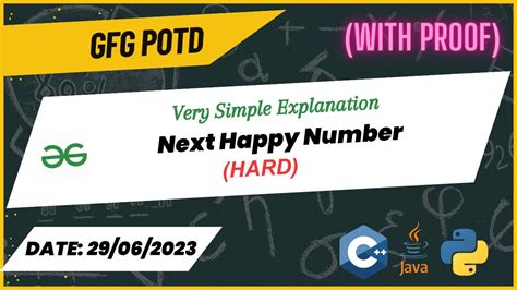 Next Happy Number POTD Problem Of The Day GFG 29 06 2023