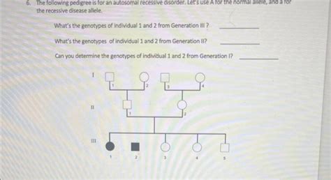 Solved 6 The Following Pedigree Is For An Autosomal Chegg