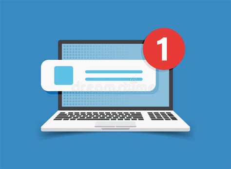 Laptop Notification Icon In Flat Style Computer Vector Illustration On