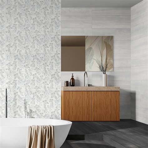 Azulejo Cerámico Ng Centar Efecto Cemento Blanco 90x30 Cm