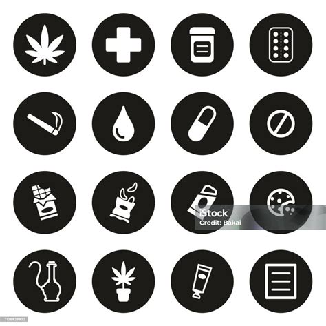 醫療大麻圖示白色在黑圈向量圖形及更多樹葉圖片 樹葉 矢量圖 互聯網 Istock