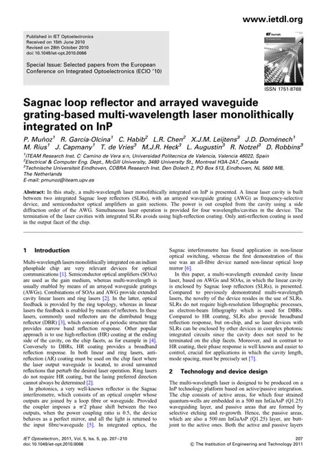 pdf sagnac loop reflector and arrayed waveguide grating based multi