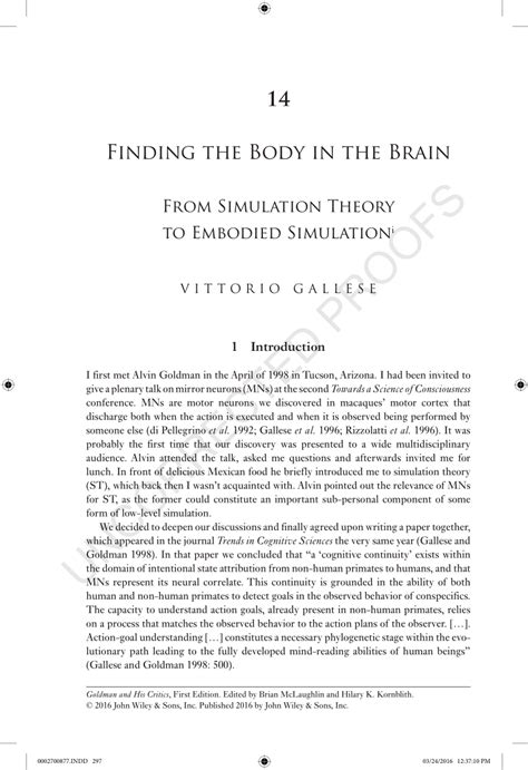 Pdf Finding The Body In The Brain From Simulation Theory To Embodied Simulation