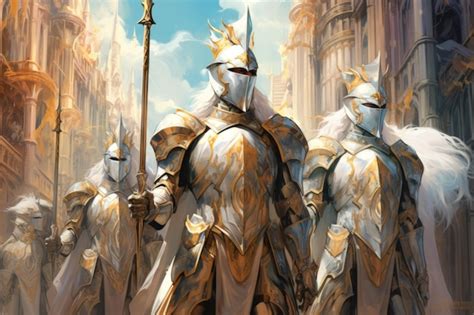 Premium Ai Image Noble Knights Clad In Shining Armor Generative Ai