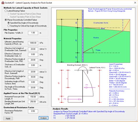Rock Socket Pile Design Software