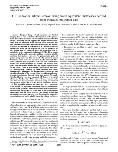 Pdf Ct Truncation Artifact Removal Using Water Equivalent Thicknesses