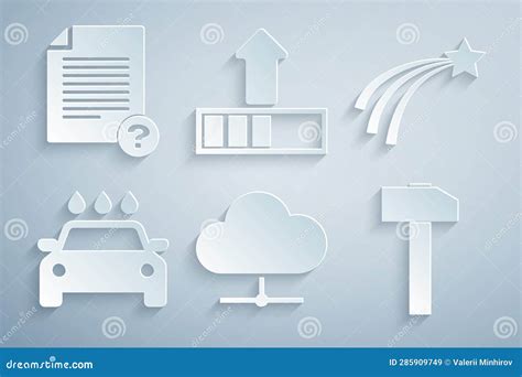 Set Network Cloud Connection Falling Star Car Wash Hammer Loading