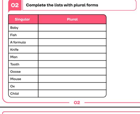 Complete The Lists With Plural Forms StudyX