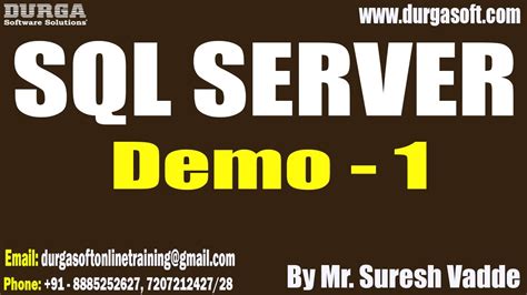 SQL SERVER Tutorials Demo By Mr Suresh Vadde On PM IST YouTube
