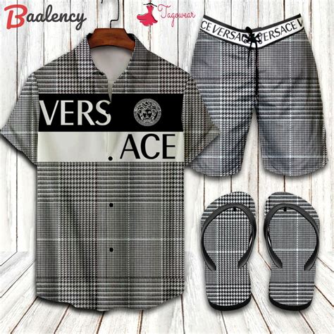 Versace Flip Flops And Combo Hawaiian Shirt Beach Shorts Luxury Summer