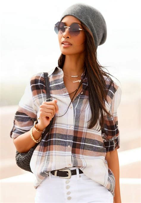 Buffalo Karo Hemdbluse Brauncreme Kariertbraun Zalando