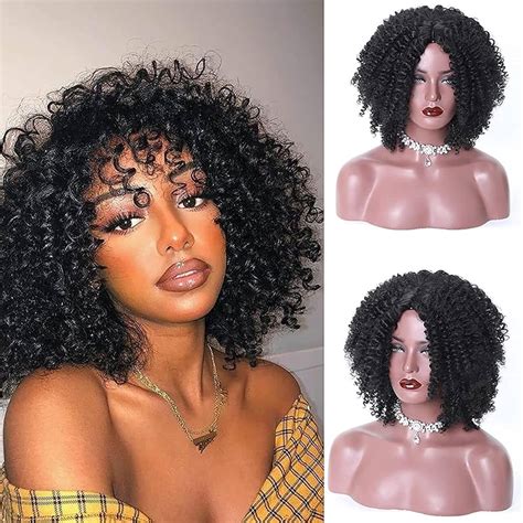 5 Mo Finance ANNIVIA Curly Afro Wig With Bangs Short Kinky