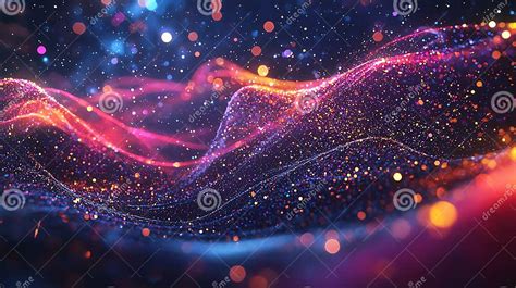 A Vibrant Wave Of Interconnected Particles And Nodes Illuminated