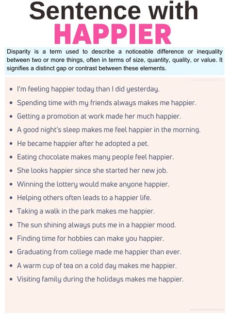 Sentences With Happier Happier In A Sentence In English Sentences For