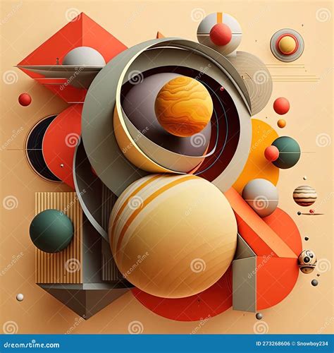 Abstract Geometric Model Of Fictional Planetary System Generative Ai
