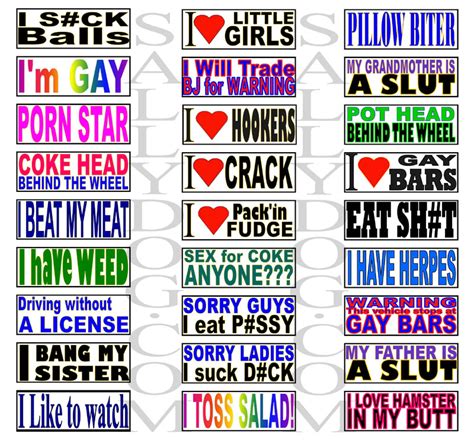 8 Magnetic Rude Bumper Stickers Prank Funny Offensive Ebay