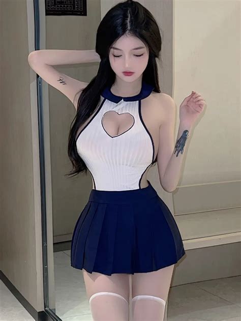 Cheerleading Hollowed Out Booty Dress For Love Dolls