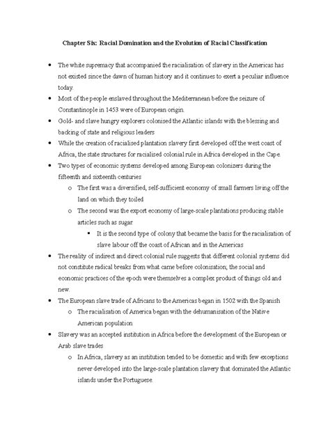 Chapter Six Racial Domination And The Evolution Of Racial