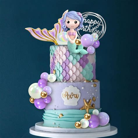 Drwate Mermaid Cake Toppers Under The Sea Tail Cake Decorations Gold