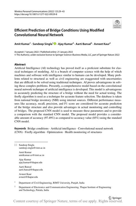 Efficient Prediction Of Bridge Conditions Using Modified Convolutional
