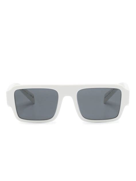 Prada Eyewear Square Frame Tinted Sunglasses White Farfetch